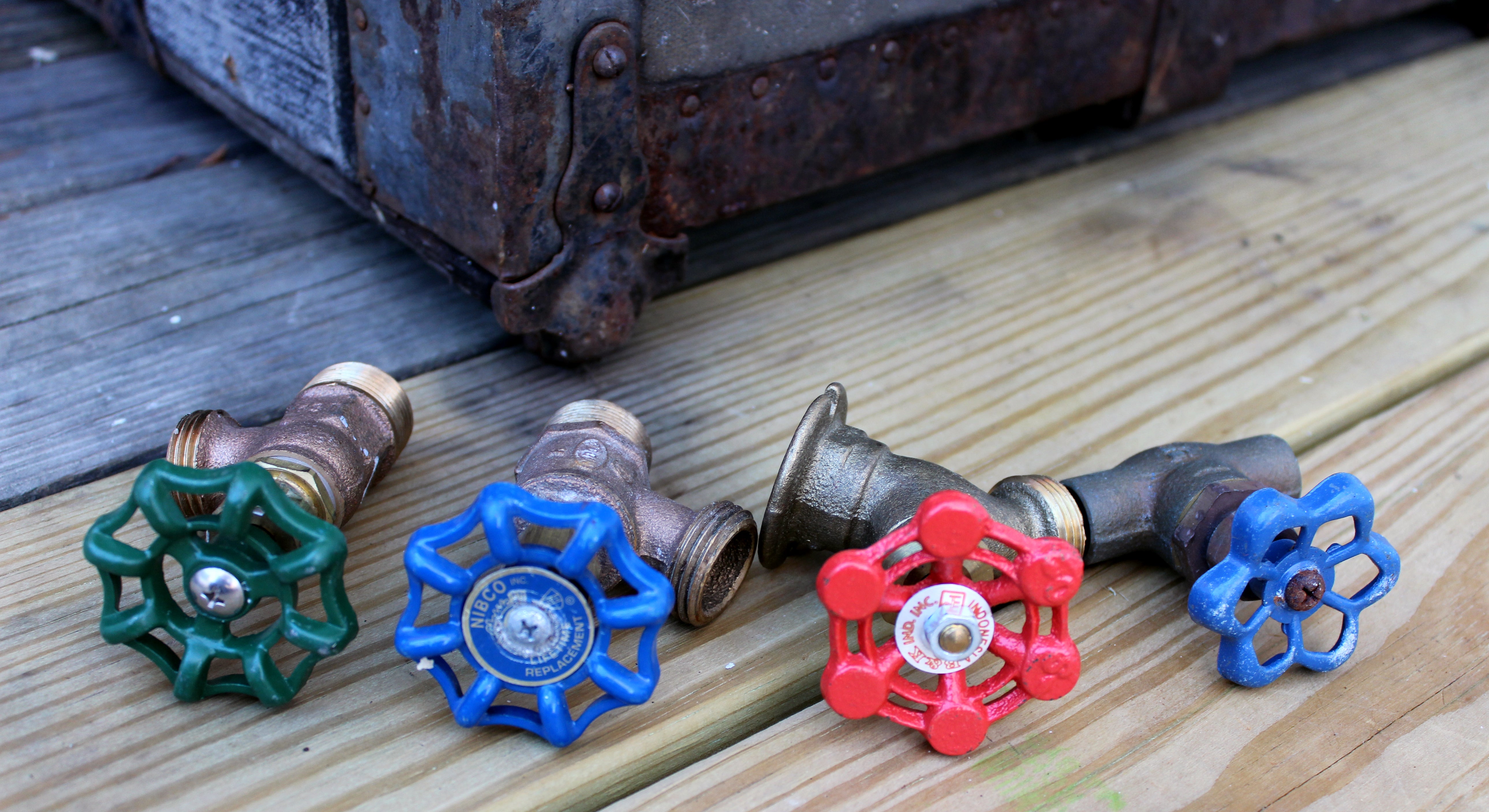 Lot 4 Vintage Outdoor Water Spigot Faucet Colorful Steampunk Brass ...