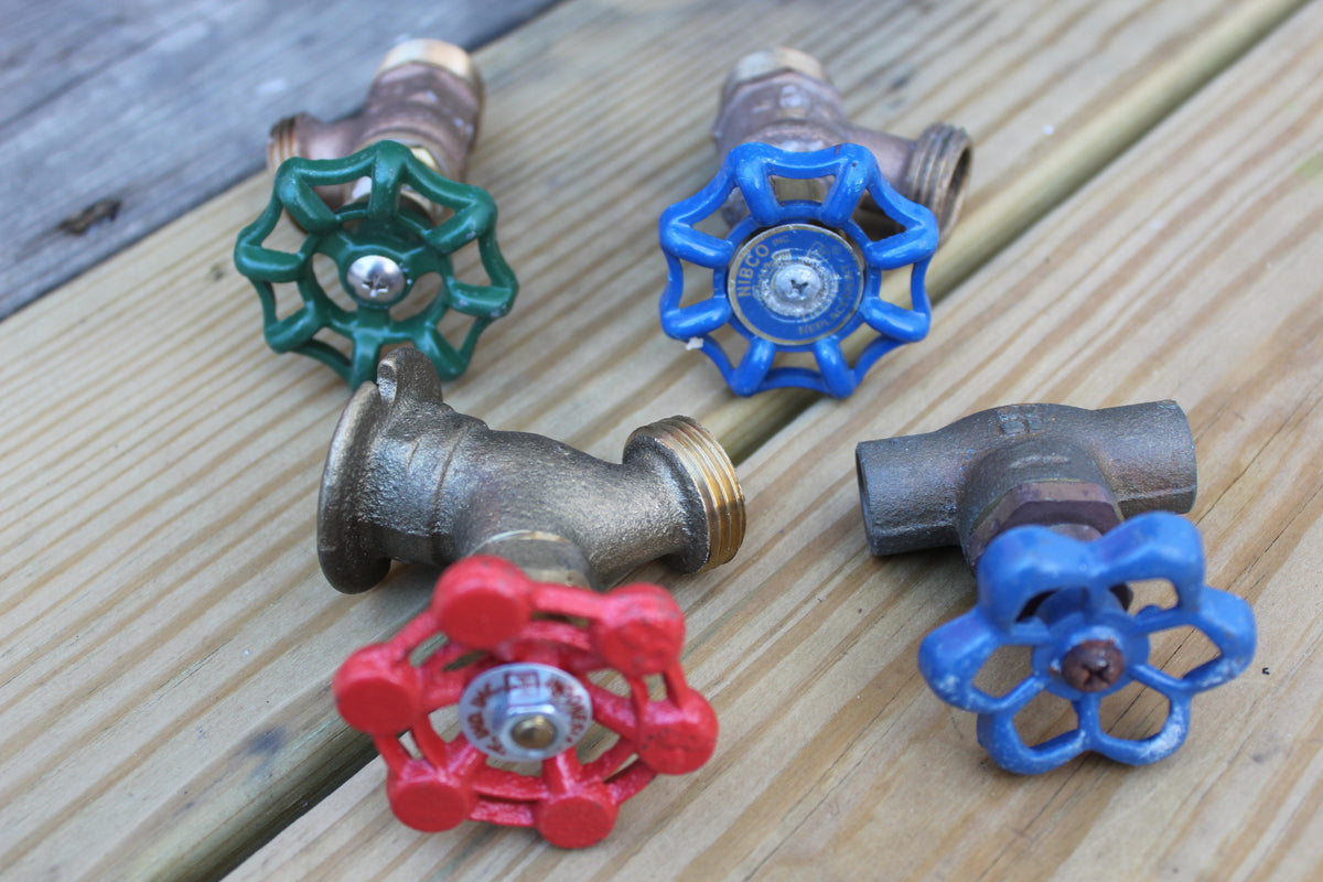 Lot 4 Vintage Outdoor Water Spigot Faucet Colorful Steampunk Brass ...